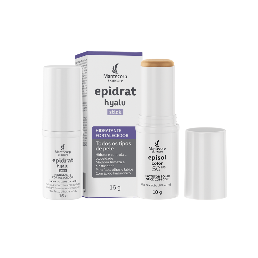 Kit Praticidade na rotina Epidrat Hyalu Stick + Episol Color Stick tom ...